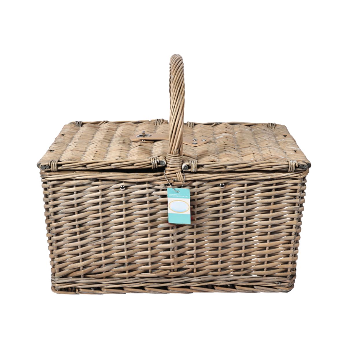 Cos de picnic pentru 4 persoane din rachita naturala maro deschis cu v ...