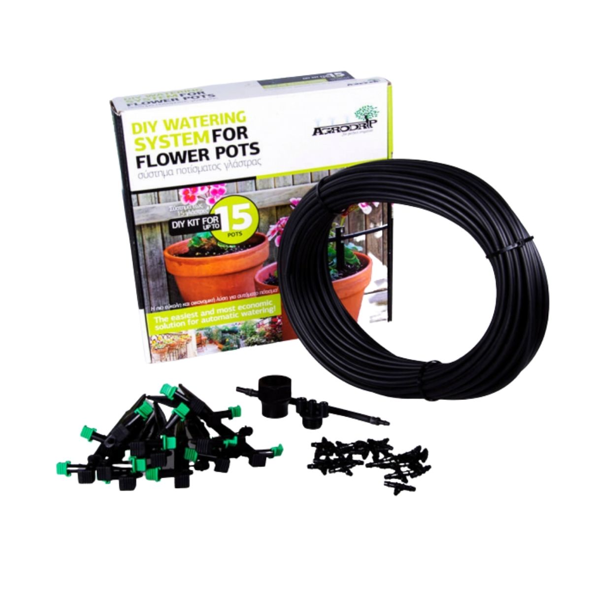 Kit irigare pentru 15 ghivece cu adaptor pentru conectarea la robinet ...